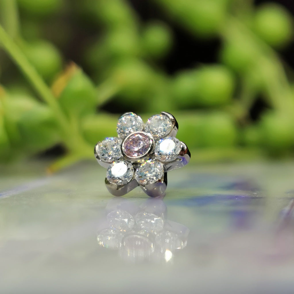 Anatometal 7-Gem Flower - Titanium Threadless End - Cardiff Piercing Premium Jewellery
