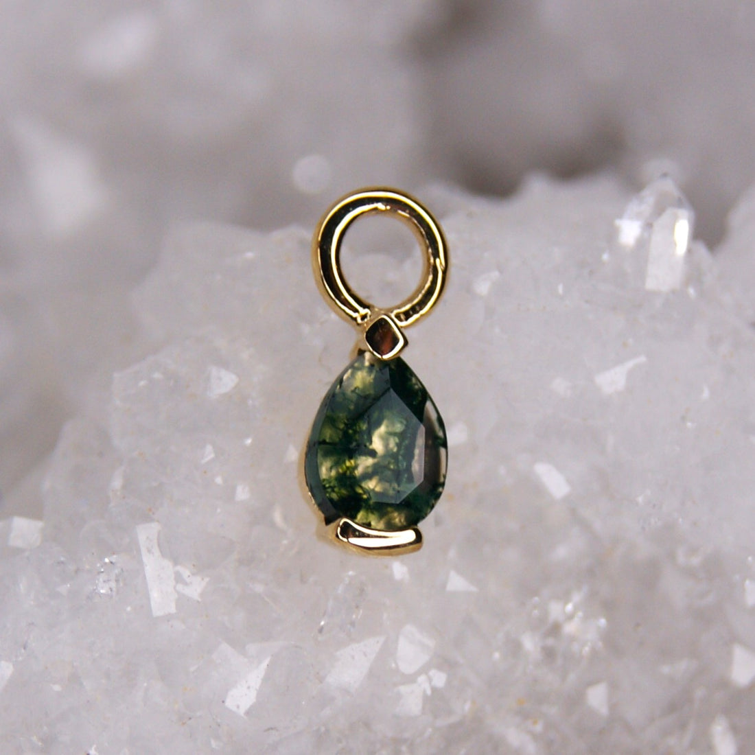JUNIPURR JEWELRY URSULA - Moss Agate 14k Gold Threadless End - Cardiff ...