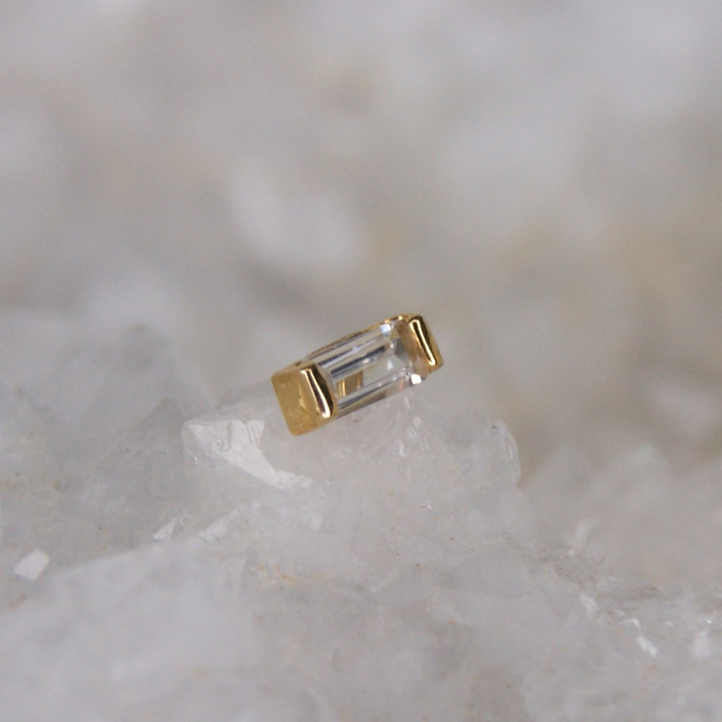 Tish Lyon - 14K Gold Rectangle Gem Threadless End - Cardiff Piercing ...