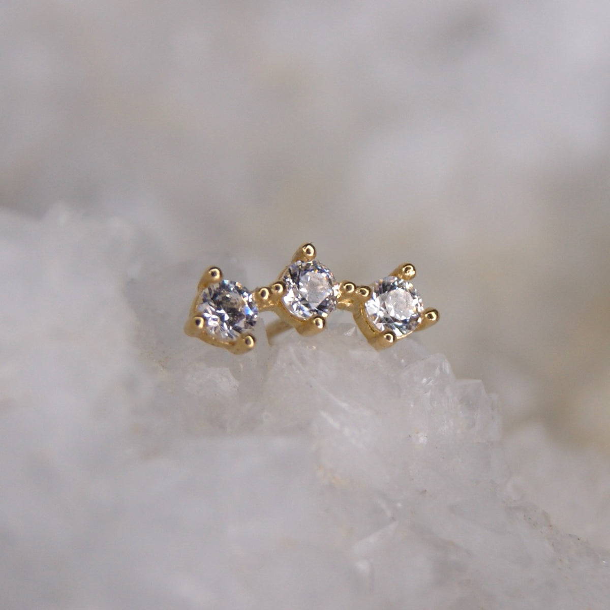 Tish Lyon - 14K Gold Triple Gem Threadless End - Cardiff Piercing ...