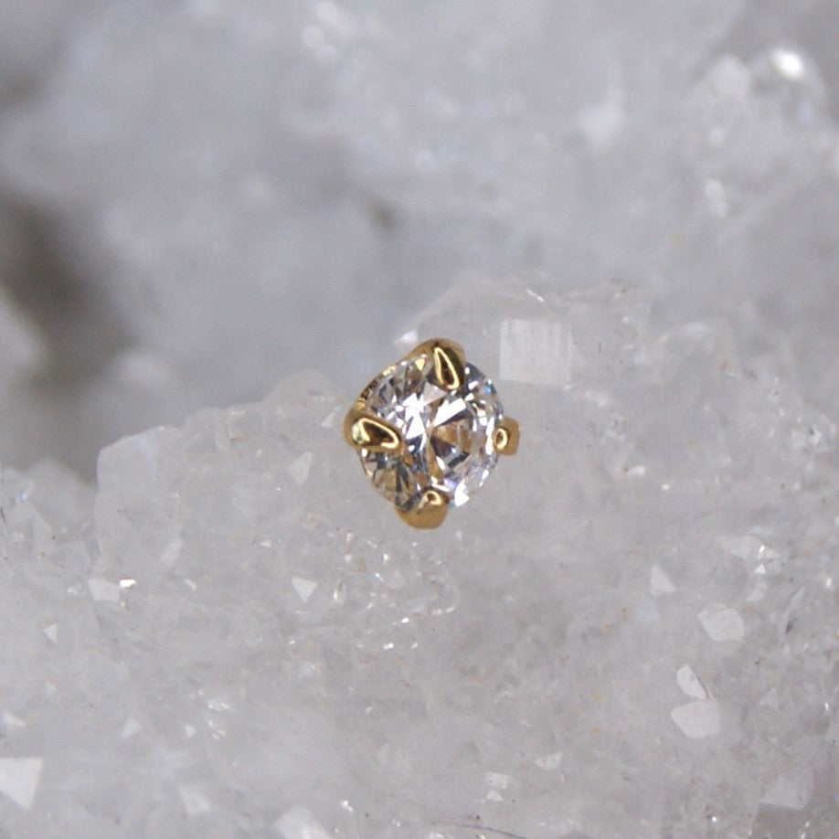 Tish Lyon - 14k Gold Threadless Claw Set with CZ - Cardiff Piercing ...