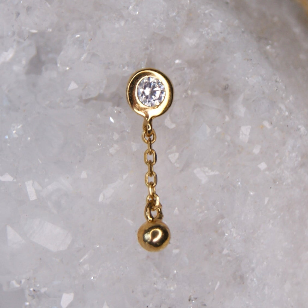 Tish Lyon - 14K Gold Internal Hanging Chain with Marquise Gem ...