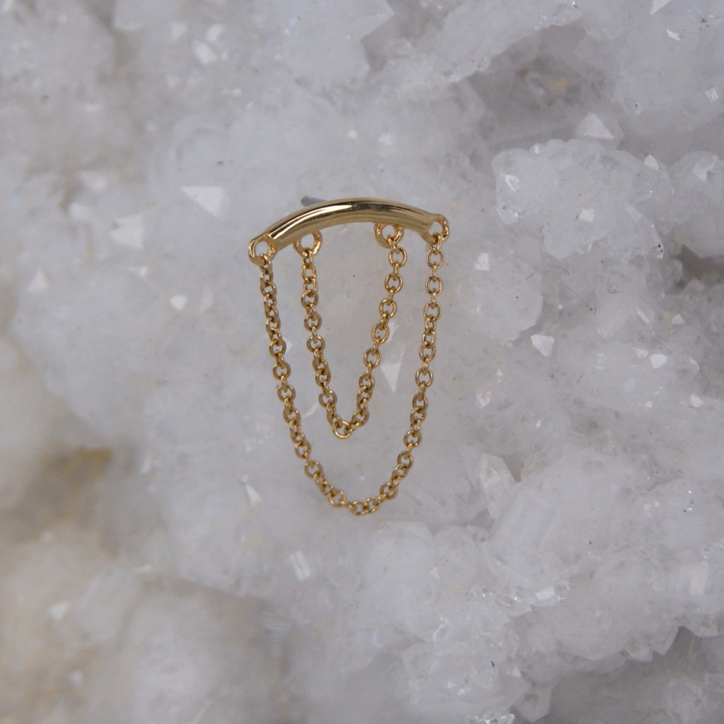 Tish Lyon - 14K Gold Internal Hanging Double Chain - Threadless End ...