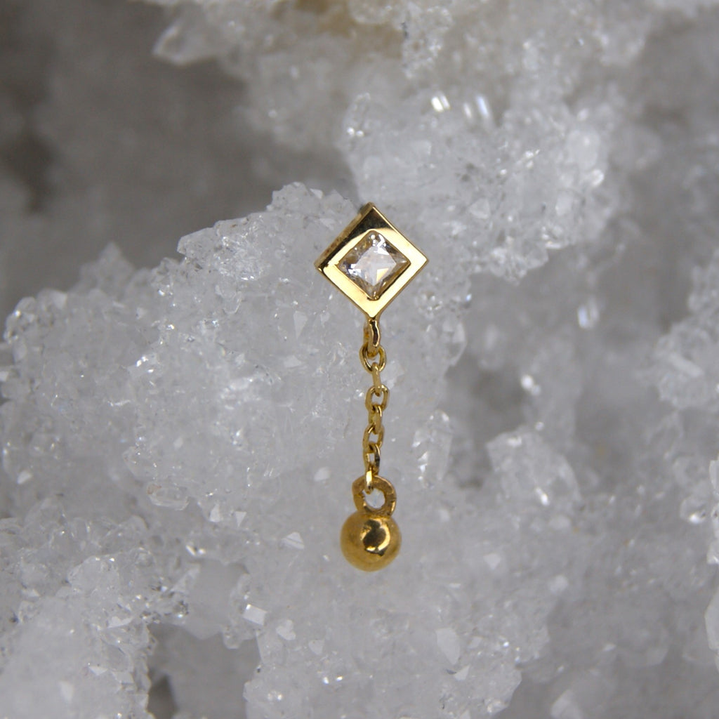 Tish Lyon - 14K Gold Internal Hanging Chain with Marquise Gem ...