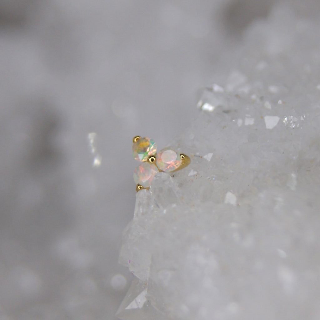 Anatometal Trinity Gem Trio - Faceted White Opal & 18k Gold Prong-Set ...