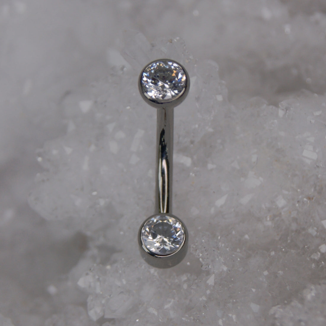 Industrial Strength navel curve belly bar with clear Swarovski UK ...