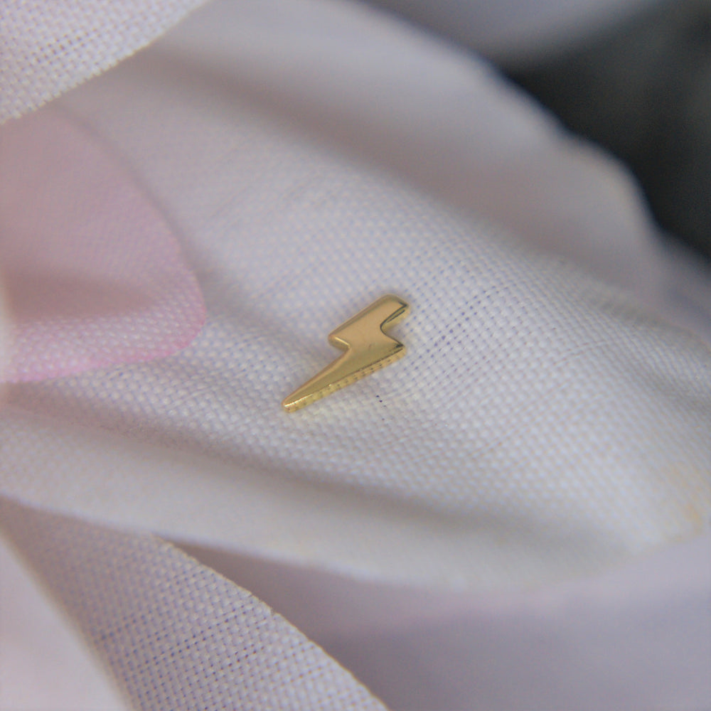 18K Gold Lightning Bolt - Threadless Attachment - Cardiff Piercing ...