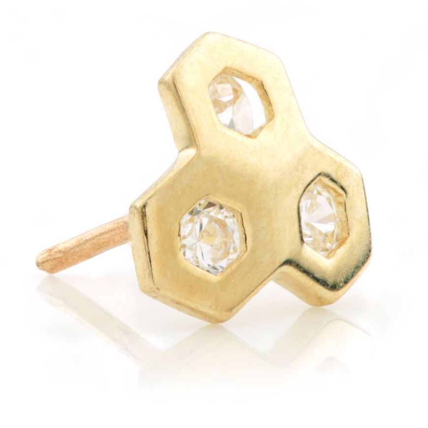 Tish Lyon - 14k Gold Gem Honeycomb Threadless End - Cardiff Piercing ...