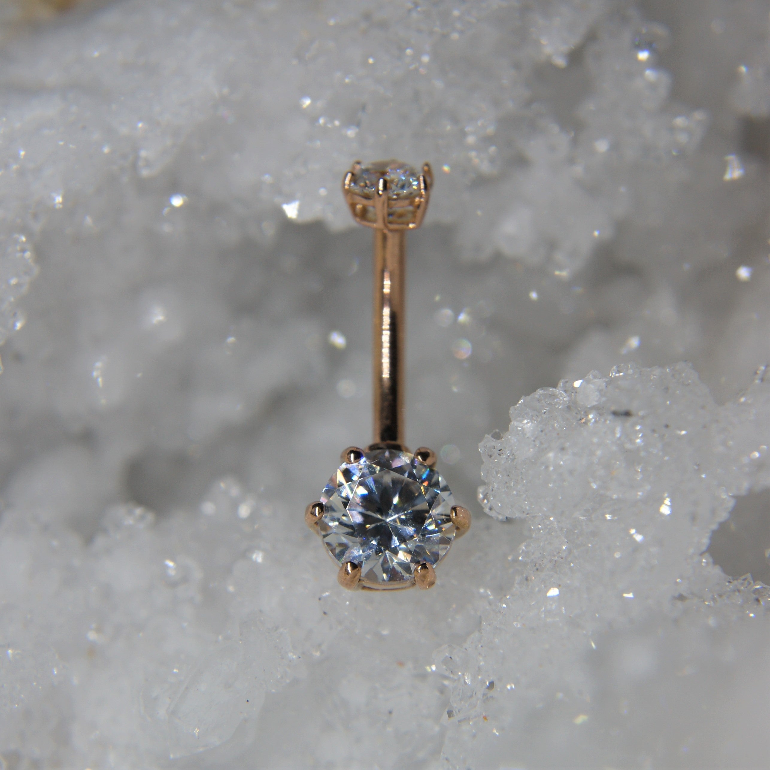 House Gold 18K Gold Navel Bar with Crystal